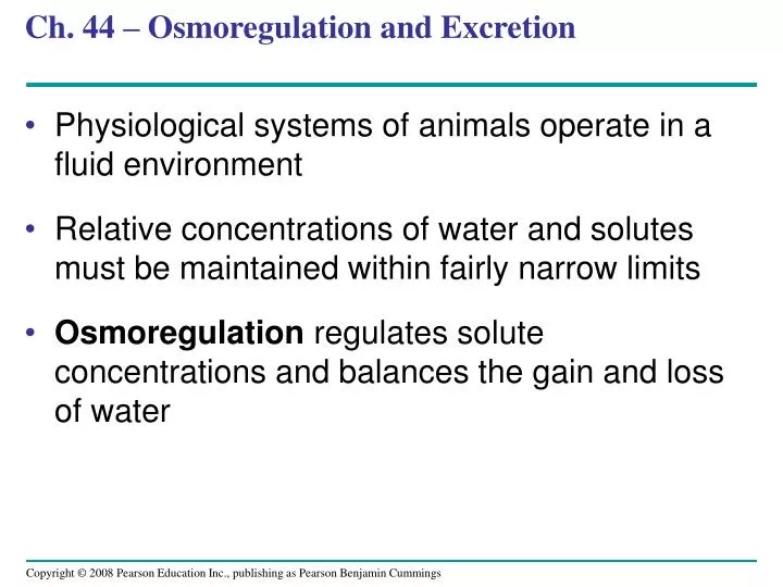 PPT - Ch. 44 – Osmoregulation and Excretion PowerPoint Presentation ...