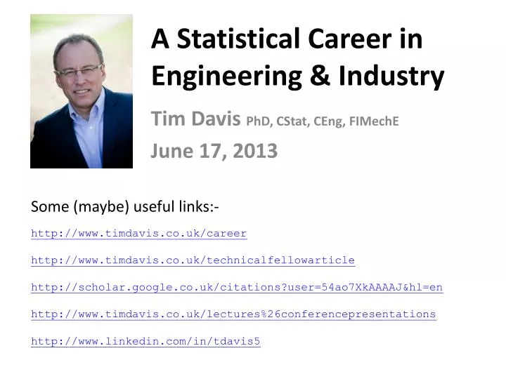 PPT - A Statistical Career in Engineering & Industry PowerPoint ...