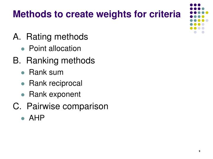 PPT - Preference Weighting for Suitability Studies PowerPoint ...