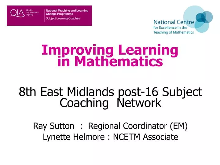 PPT - Improving Learning in Mathematics PowerPoint Presentation, free ...