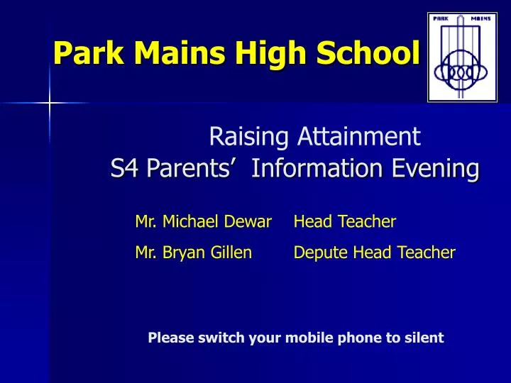 PPT - Raising Attainment S4 Parents’ Information Evening PowerPoint ...