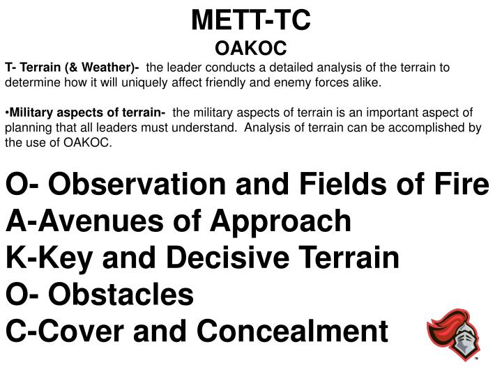 PPT - Troop Leading Procedures, METT-TC & OAKOC PowerPoint Presentation ...