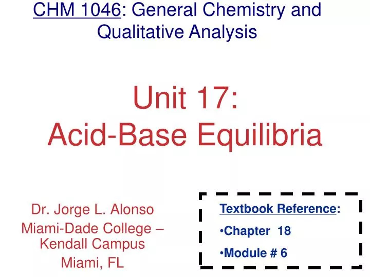 PPT - Unit 17: Acid-Base Equilibria PowerPoint Presentation, free ...