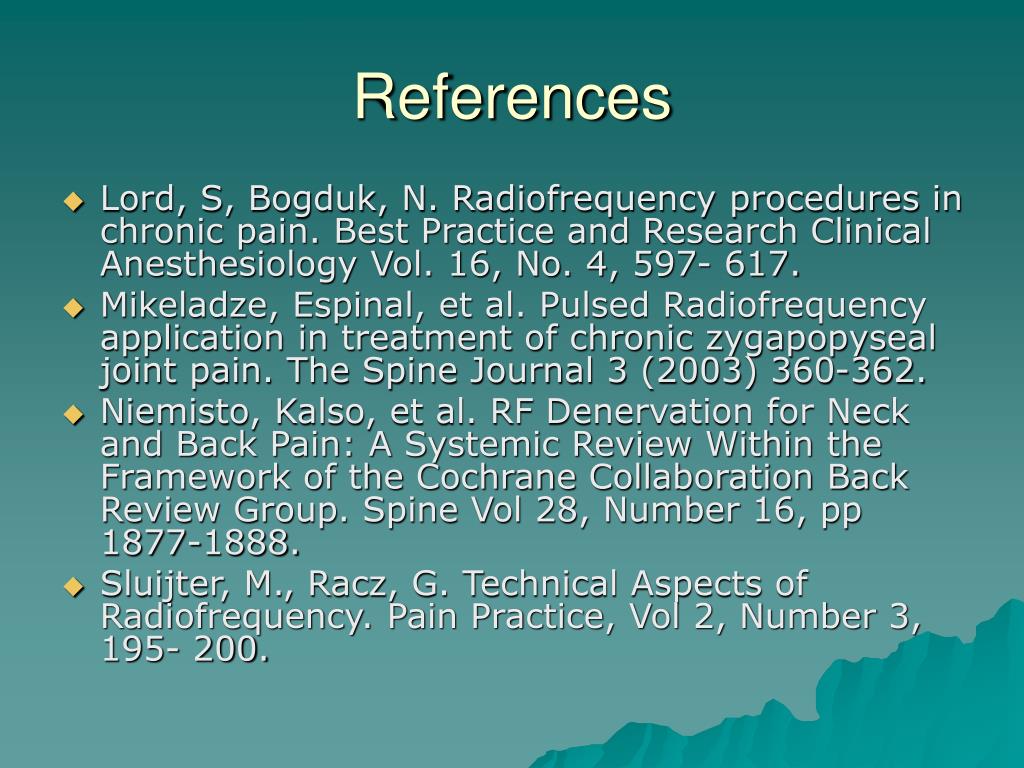 PPT - Radiofrequncy Ablation in Chronic Pain Management PowerPoint ...
