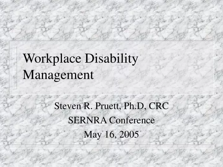 PPT - Workplace Disability Management PowerPoint Presentation, free ...