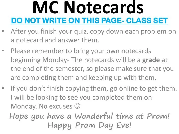 PPT - MC Notecards PowerPoint Presentation, free download - ID:6595549