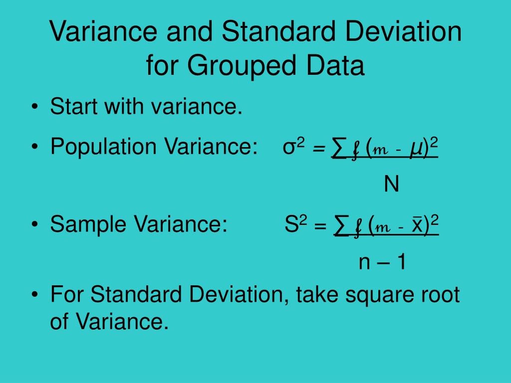 PPT Mean Variance And Standard Deviation For Grouped Data 