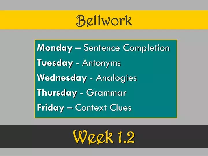 PPT - Bellwork PowerPoint Presentation, free download - ID:6595759