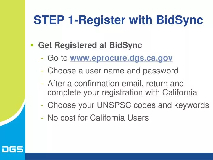 PPT - STEP 1-Register with BidSync PowerPoint Presentation, free ...