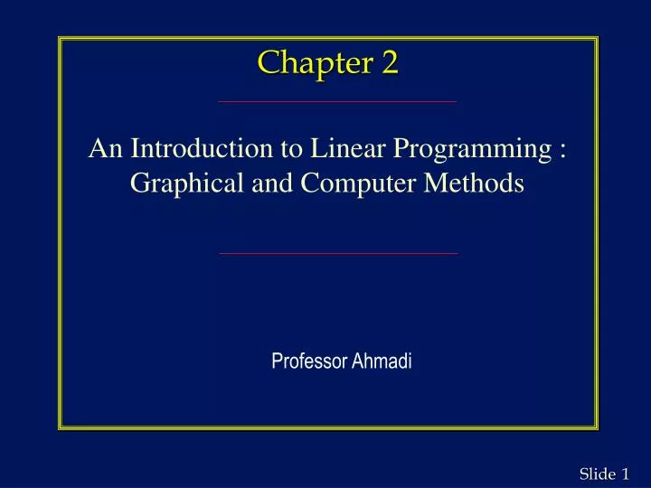 Ppt Chapter 2 An Introduction To Linear Programming Graphical And Computer Methods 1490