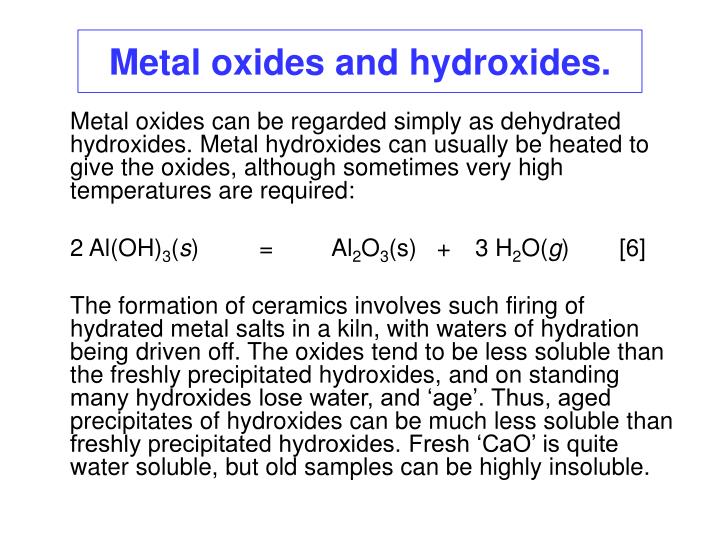 PPT - Solubility of metal hydroxides, and amphoteric behavior ...