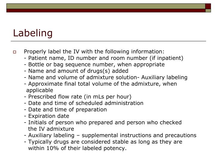 PPT - Aseptic Technique, Sterile Compounding: Intravenous and Admixture ...
