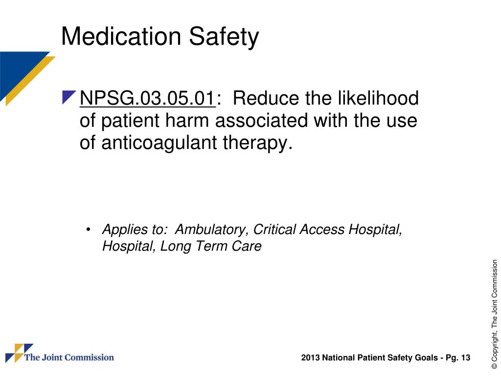 PPT - 2013 National Patient Safety Goals PowerPoint Presentation, free ...