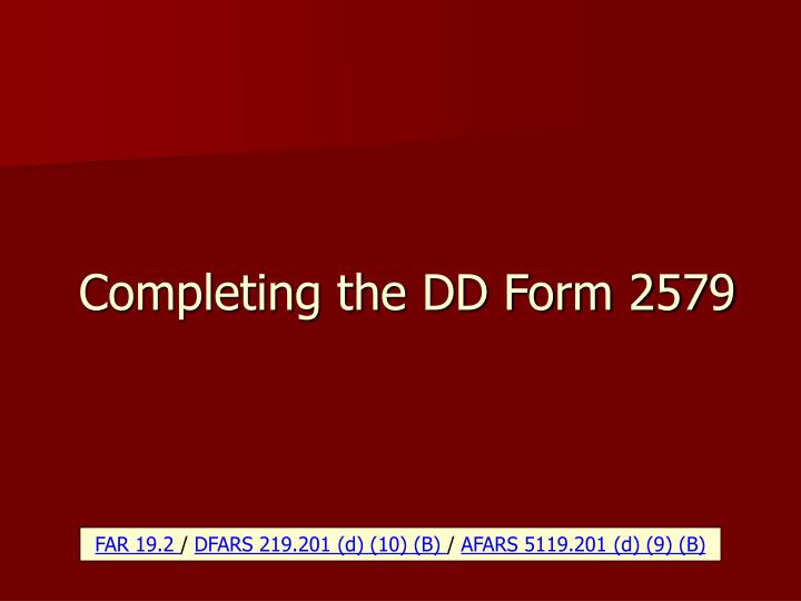 PPT - Small Business Training DD form 2579 PowerPoint Presentation - ID ...
