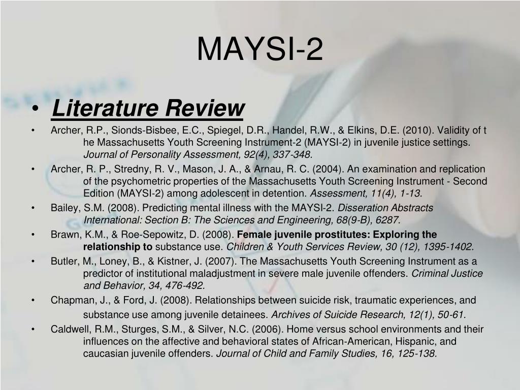 PPT - Massachusetts Youth Screening Instrument Version 2 (MAYSI-2 ...