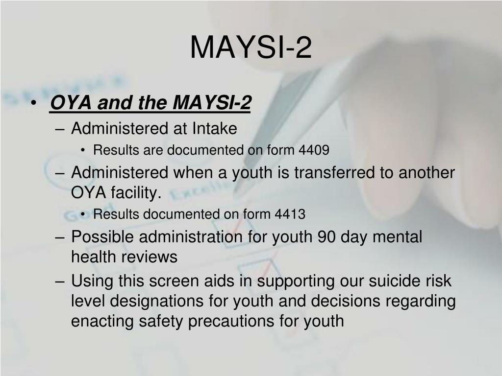 PPT - Massachusetts Youth Screening Instrument Version 2 (MAYSI-2 ...