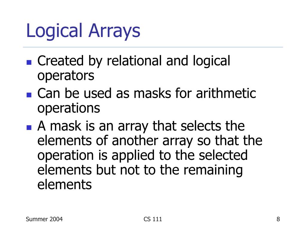 Ppt Additional Data Types 2 D Arrays Logical Arrays Strings Powerpoint Presentation Id