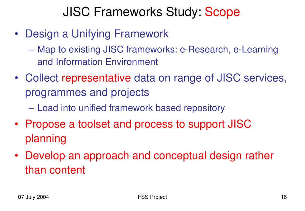 PPT - Frameworks Scoping Study JISC Joint Programmes Meeting 6-7 th ...