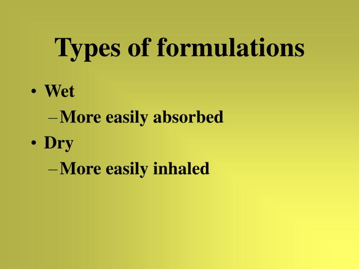 PPT - PESTICIDE FORMULATIONS, COMPATIBILITY & ADJUVANTS PowerPoint ...
