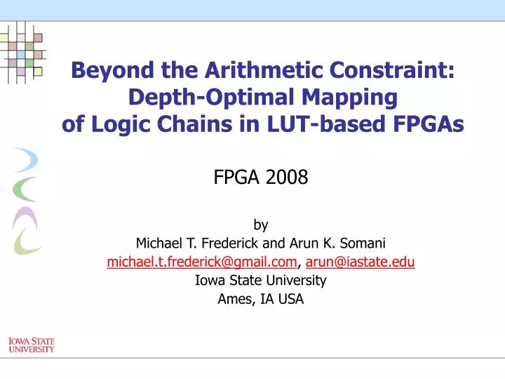 Ppt Beyond The Arithmetic Constraint Depth Optimal Mapping Of Logic Chains In Lut Based Fpgas 0002