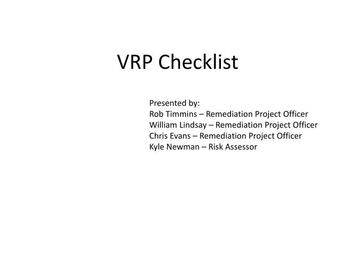 PPT - VRP Checklist PowerPoint Presentation, free download - ID:6609528