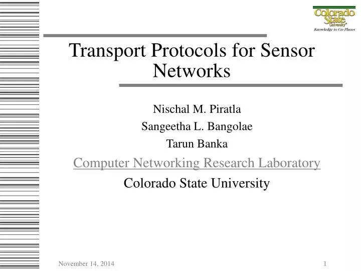 PPT - Transport Protocols for Sensor Networks PowerPoint Presentation ...
