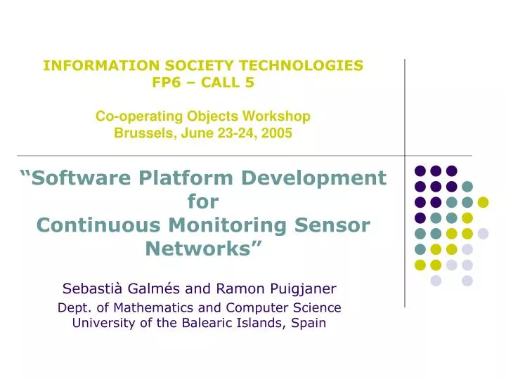 Ppt “software Platform Development For Continuous Monitoring Sensor Networks” Powerpoint