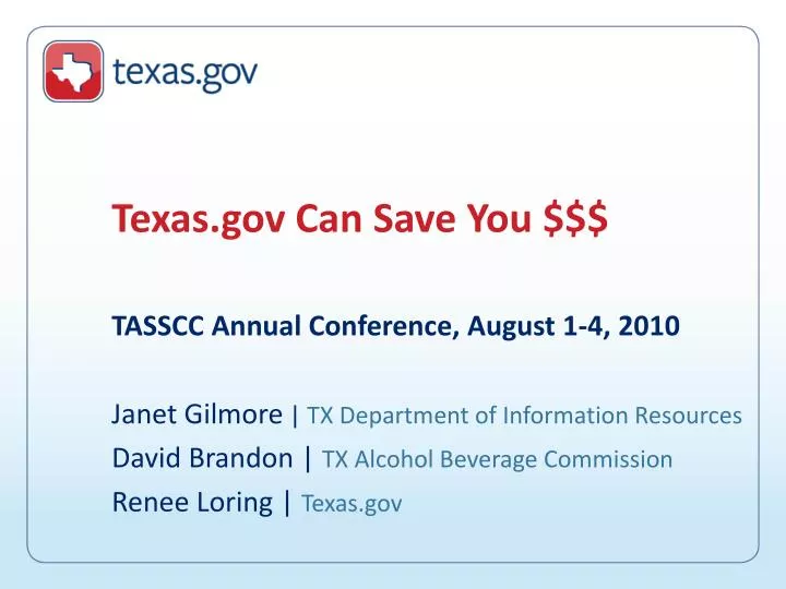PPT - Texas Can Save You $$$ PowerPoint Presentation, free download ...