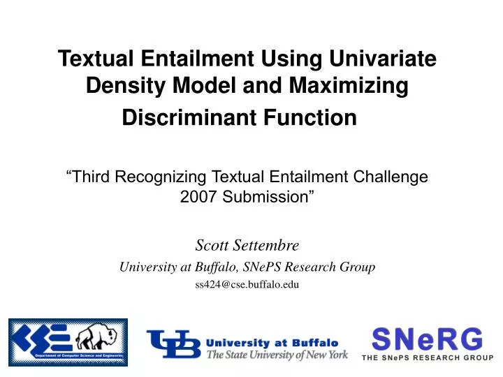 Ppt Textual Entailment Using Univariate Density Model And Maximizing Discriminant Function