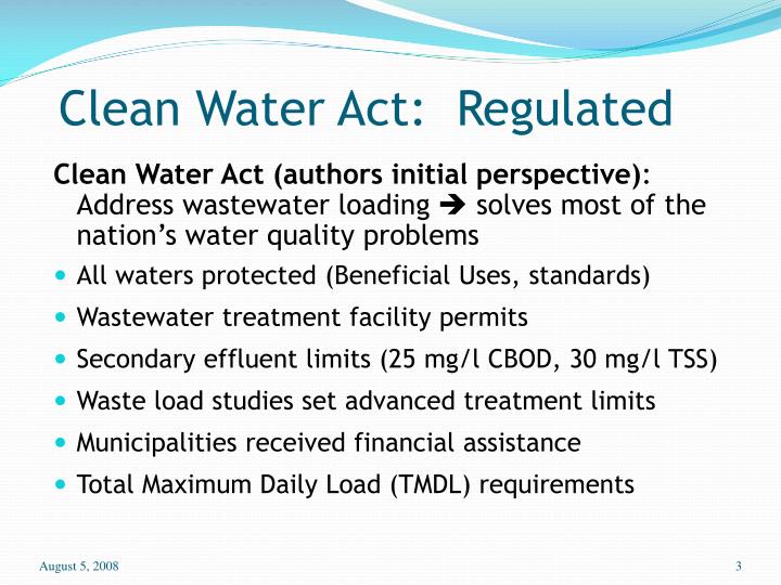 PPT - Overview of the Clean Water Act PowerPoint Presentation - ID:6615825