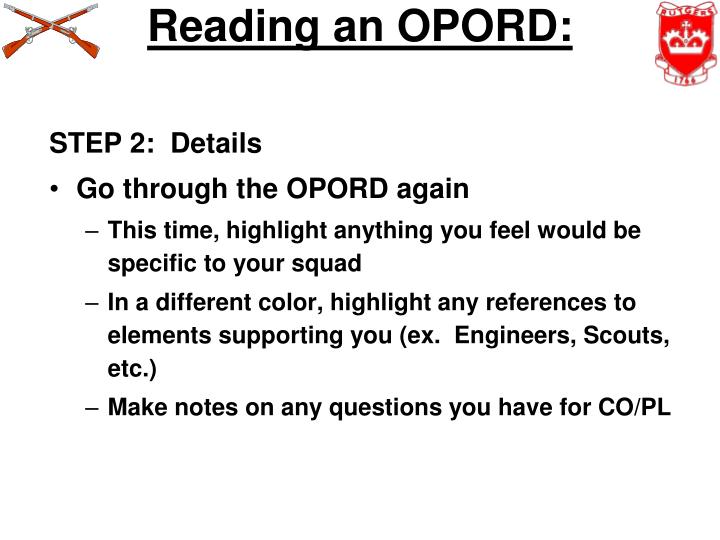 PPT - How to Read an OPORD PowerPoint Presentation - ID:6616956