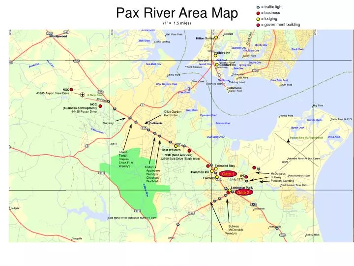 PPT - Pax River Area Map (1” = 1.5 miles) PowerPoint Presentation, free ...