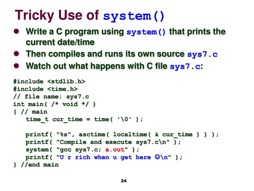 Ppt Cs 201 Computer Systems Programming Chapter 2 Argc Argv Envp System Libs Powerpoint