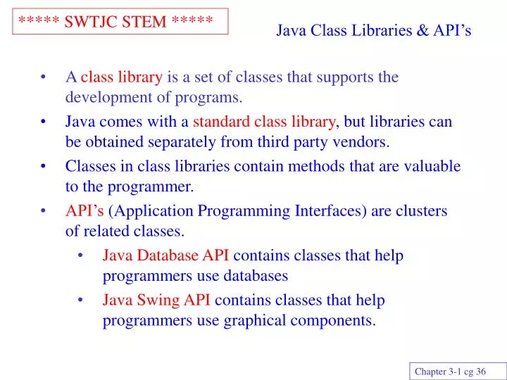 PPT - Java Class Libraries & API’s PowerPoint Presentation, free ...