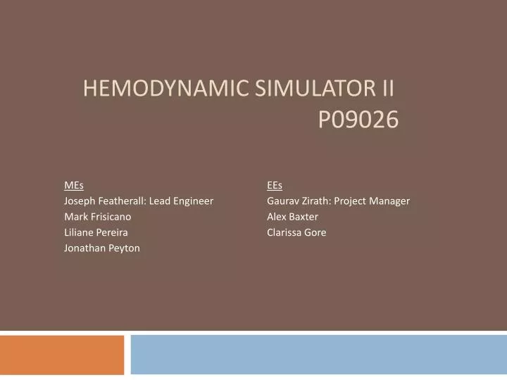 PPT - HEMODYNAMIC SIMULATOR II P09026 PowerPoint Presentation, free ...