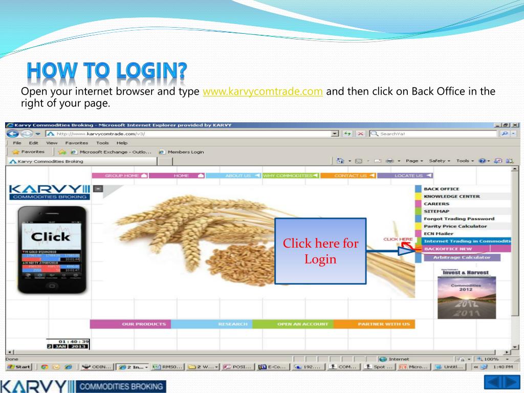 PPT - Welcome to Karvy Commtrade Limited Online Back Office PowerPoint ...