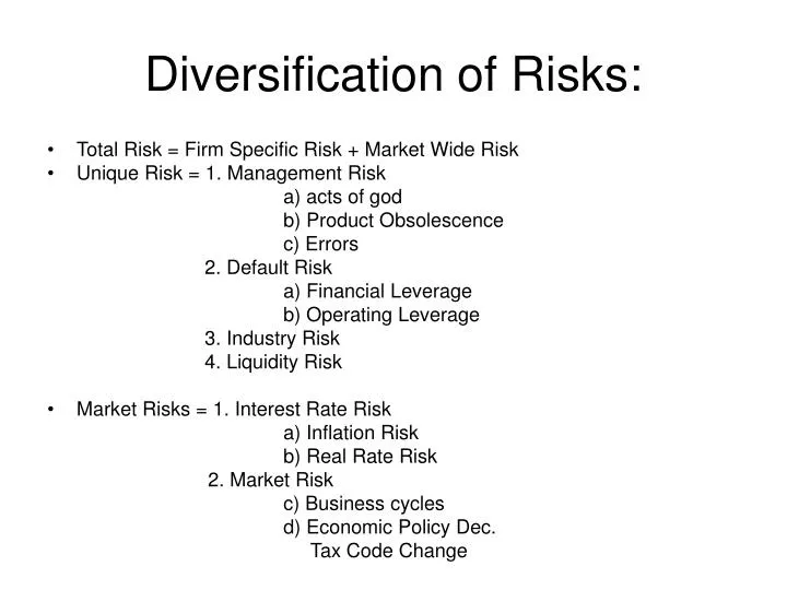 PPT - Diversification of Risks: PowerPoint Presentation, free download ...