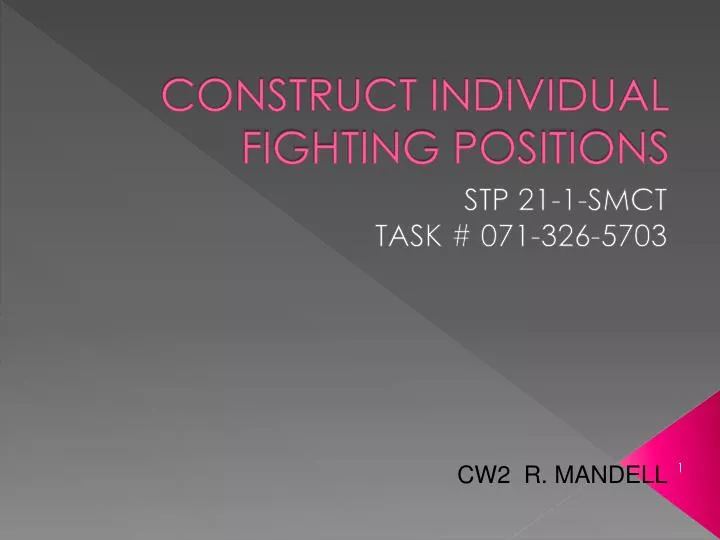 PPT - CONSTRUCT INDIVIDUAL FIGHTING POSITIONS PowerPoint Presentation ...