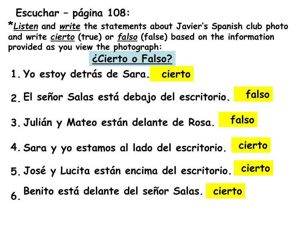 PPT - Realidades 1 – Capítulo 2B Apuntes #1: Verbo “ ESTAR” PowerPoint ...