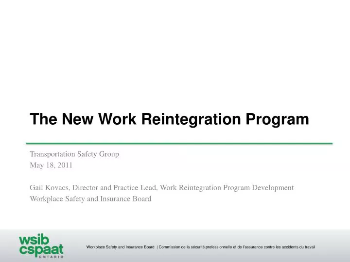 PPT - The New Work Reintegration Program PowerPoint Presentation, free ...