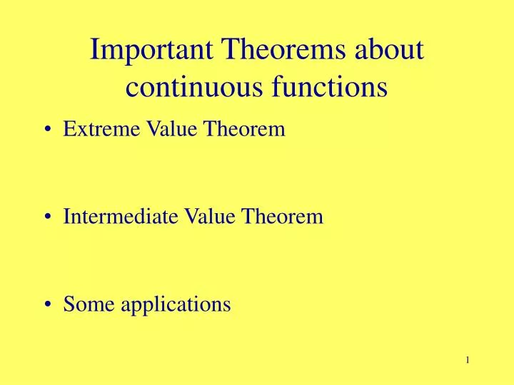 PPT - Important Theorems about continuous functions PowerPoint Presentation - ID:6633484