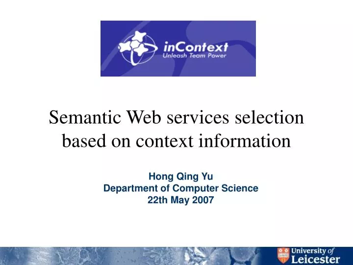 PPT - Semantic Web services selection based on context information PowerPoint Presentation - ID ...