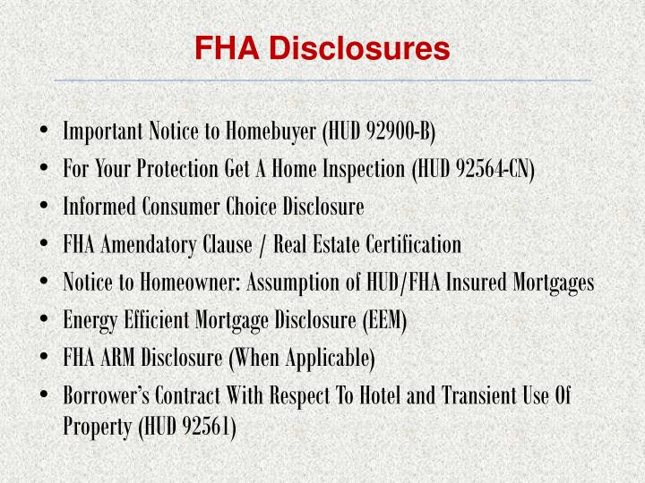PPT - FHA TRAINING Understanding & Completing FHA Forms and Disclosures ...