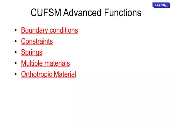 PPT - CUFSM Advanced Functions PowerPoint Presentation, free download ...