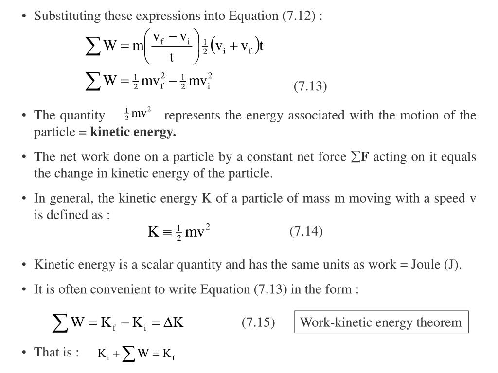 PPT - Understanding Kinetic Energy and the Work-Kinetic Energy Theorem ...