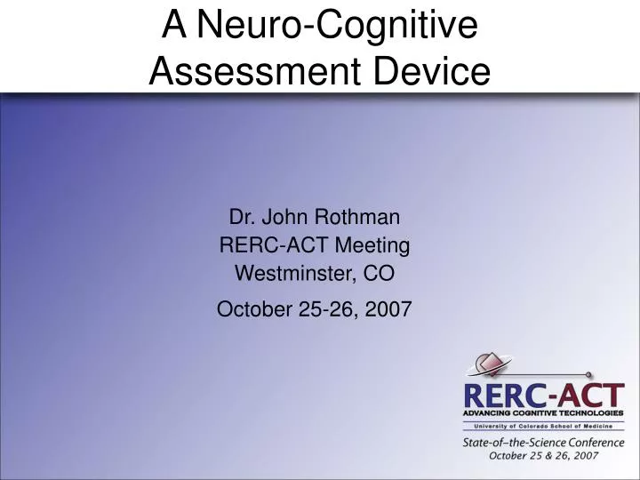 PPT - A Neuro-Cognitive Assessment Device PowerPoint Presentation, free ...