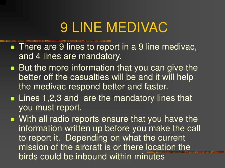 PPT - 9 LINE MEDIVAC PowerPoint Presentation - ID:6640523