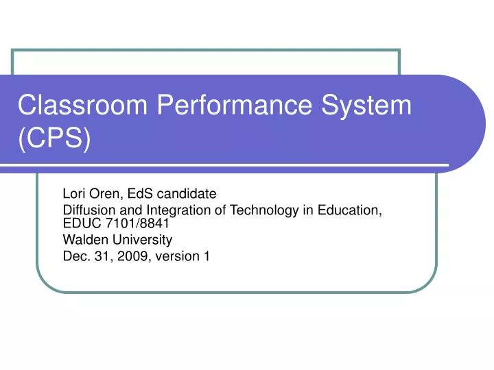 PPT - Classroom Performance System (CPS) PowerPoint Presentation, free ...