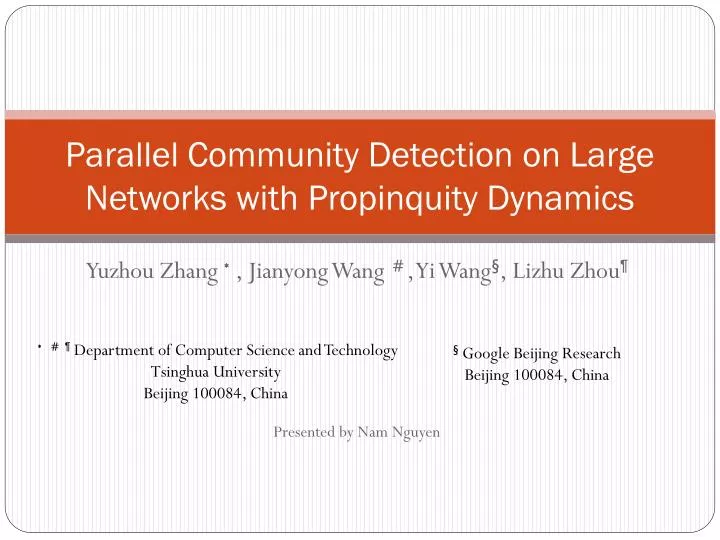 Ppt Parallel Community Detection On Large Networks With Propinquity