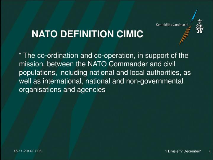 PPT - CIMIC CIVIL MILITARY CO-OPERATION PowerPoint Presentation - ID ...